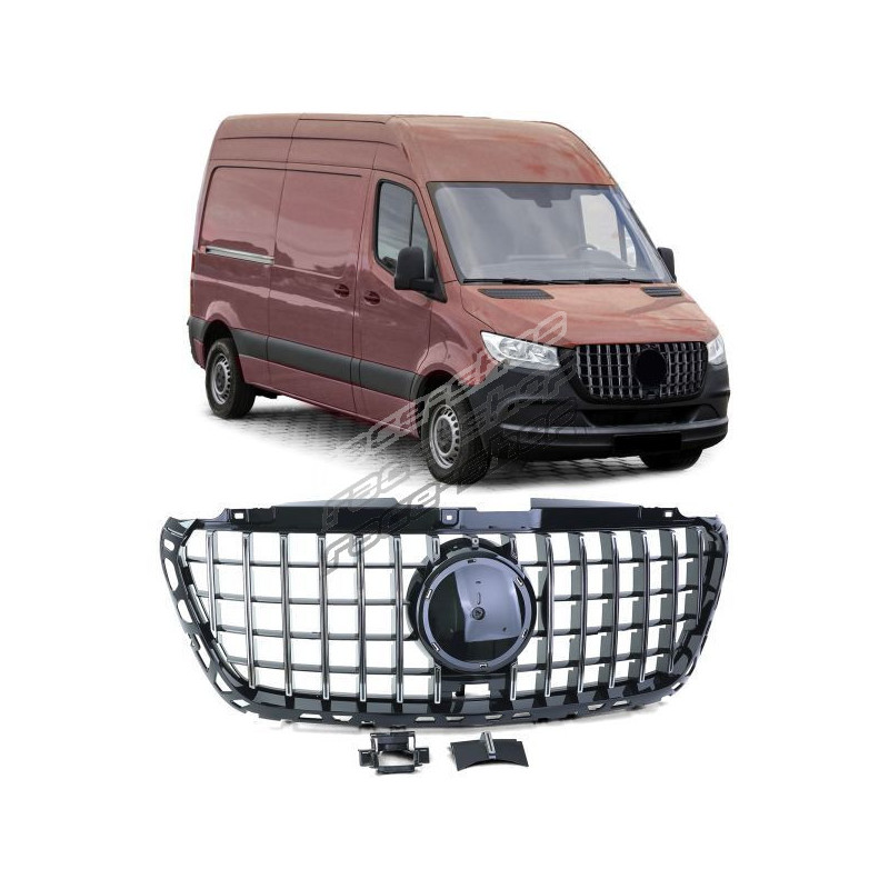 Sport radiator grille black gloss chrome for Mercedes Sprinter 907 910 ...